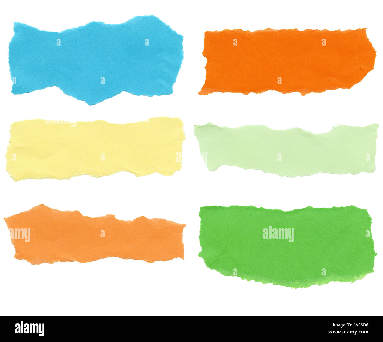 Collection of color paper tears, isolated on white background Stock ...