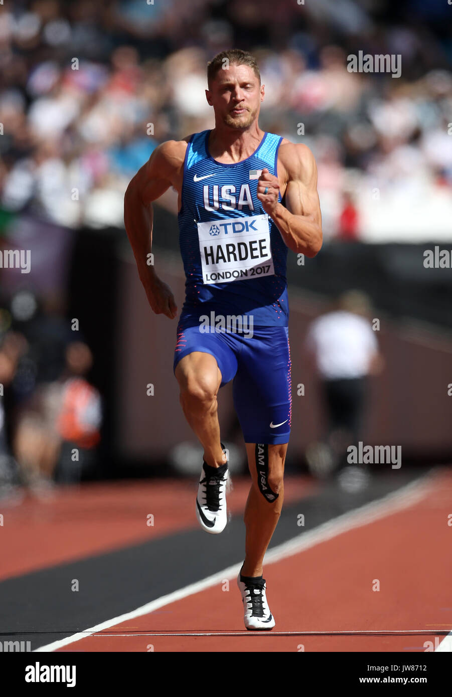 USA's Trey Hardee competes in the 100m during the men's decathlon ...
