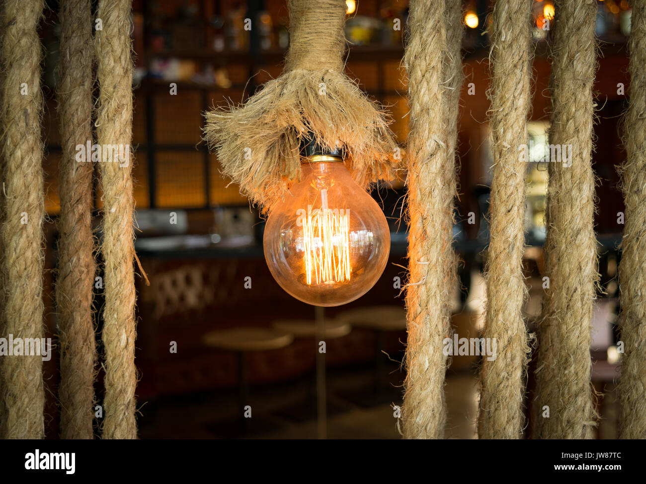 bulbs lighting decor with string Stock Photo - Alamy