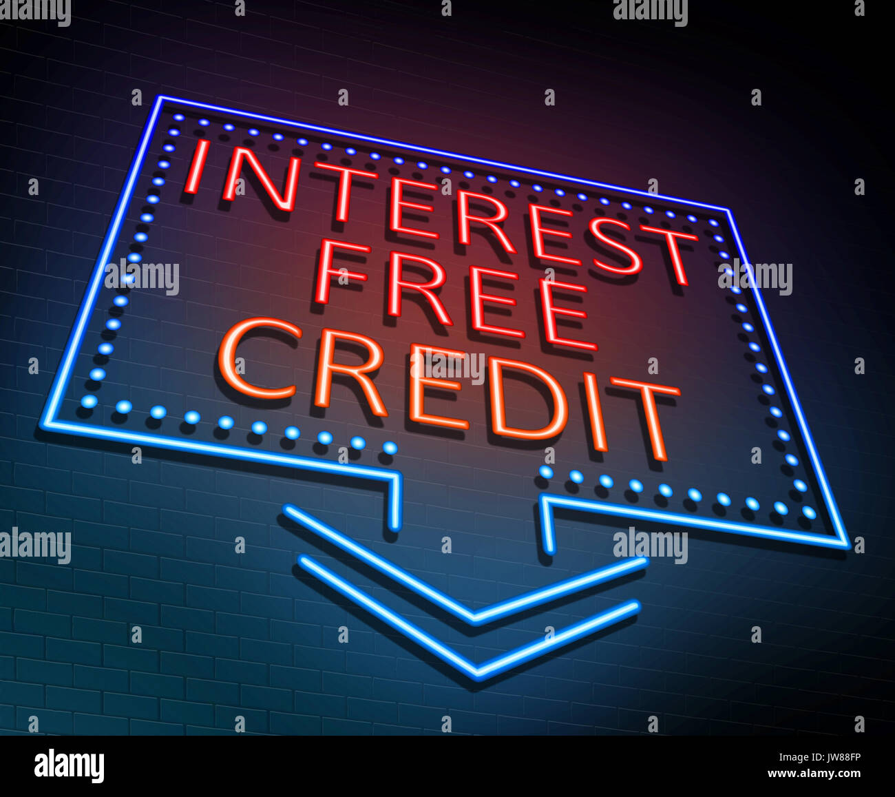 3d Illustration depicting an illuminated neon sign with an interest ...