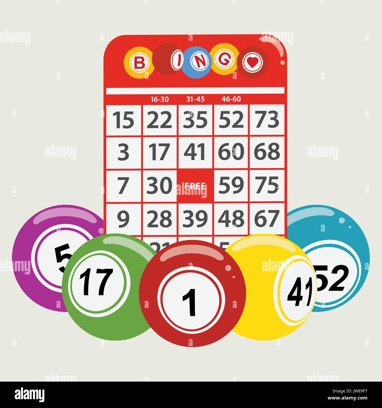 Drawning Style Bingo Balls Around a Red Bingo Card Background Stock ...
