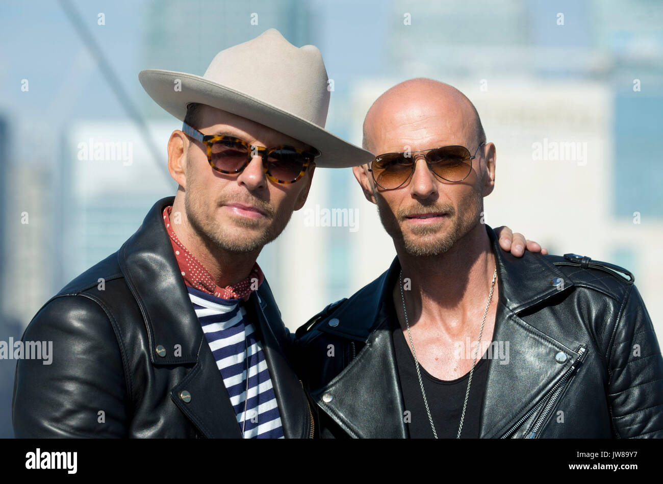 Matt (left) and Luke Goss of boy band Bros pose on top of the O2 Arena ...