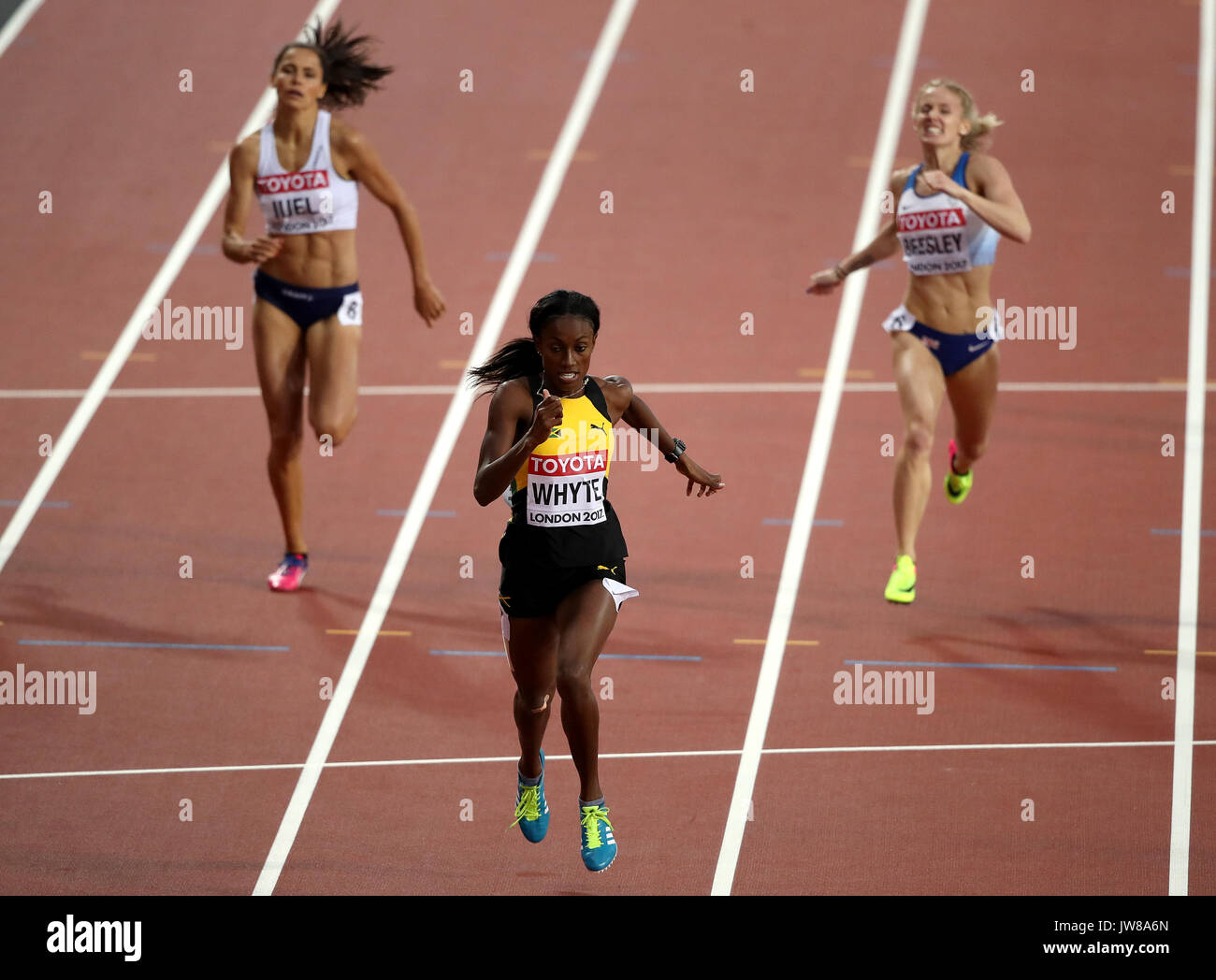 Jamaica's Rhonda Whyte during the Women's 400m hurdles heats during day ...