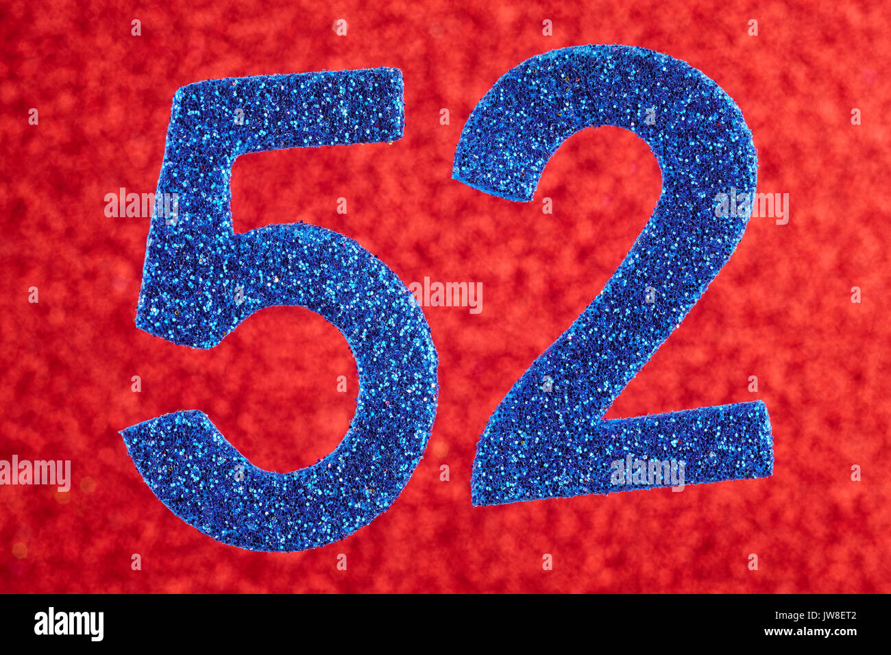 Number fifty-two blue over a red background. Anniversary. Horizontal ...