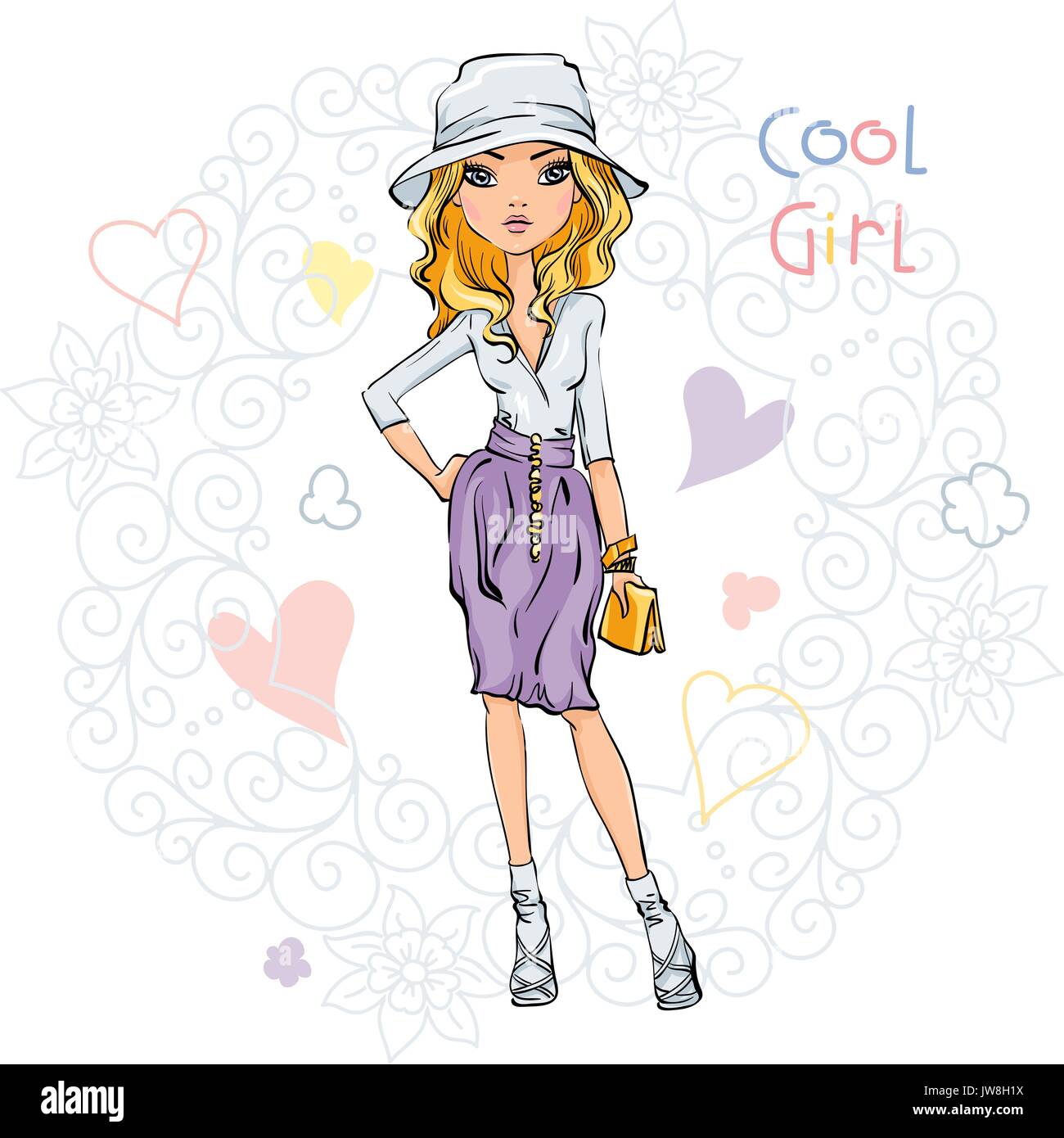 Vector Cute Fashionable Girl Stock Vector Image And Art Alamy