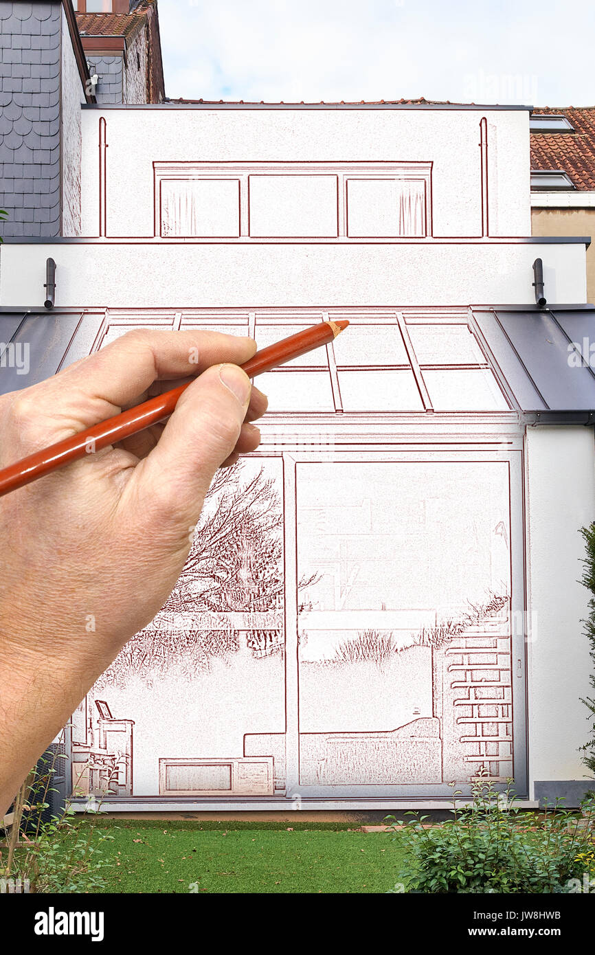 Drawing and planned Renovation of a part from old house Stock Photo - Alamy