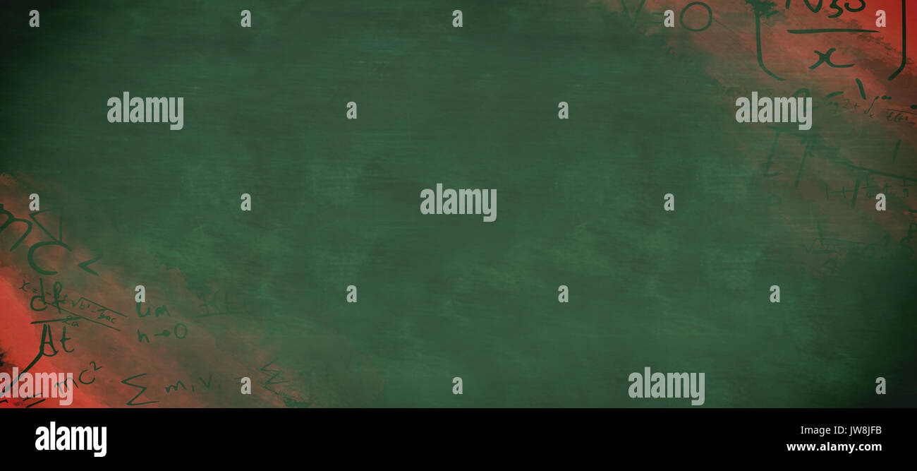 Digital image of equations against green background Stock Photo - Alamy