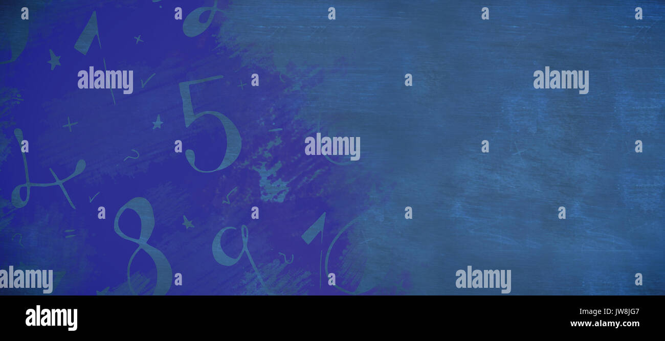 Illustration of numbers on chalkboard against blue background Stock ...