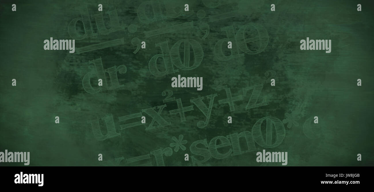 Graphic image of equations against green background Stock Photo - Alamy