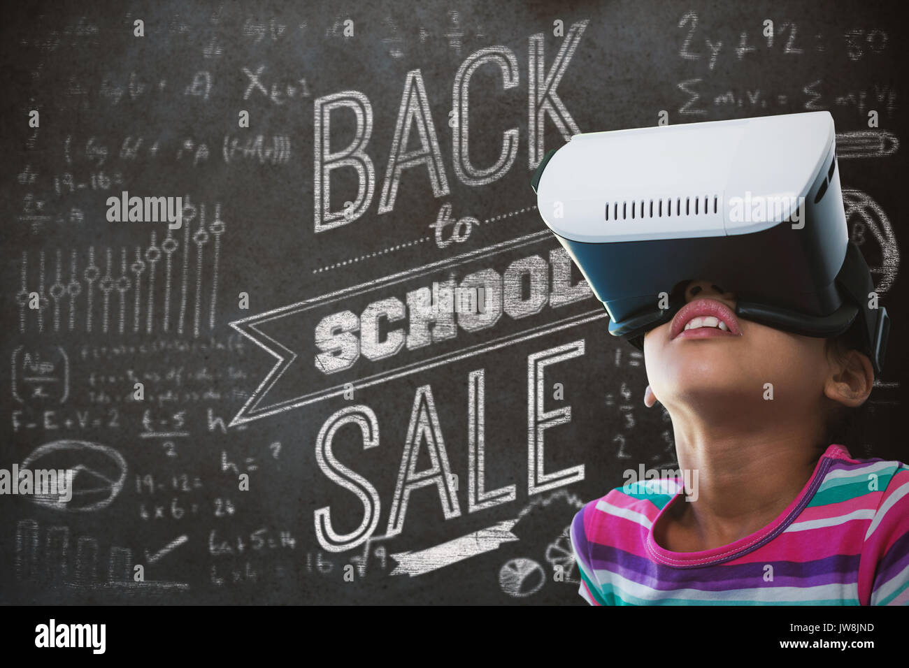 Close Up Of Girl Using Virtual Reality Simulator Against Close Up Of