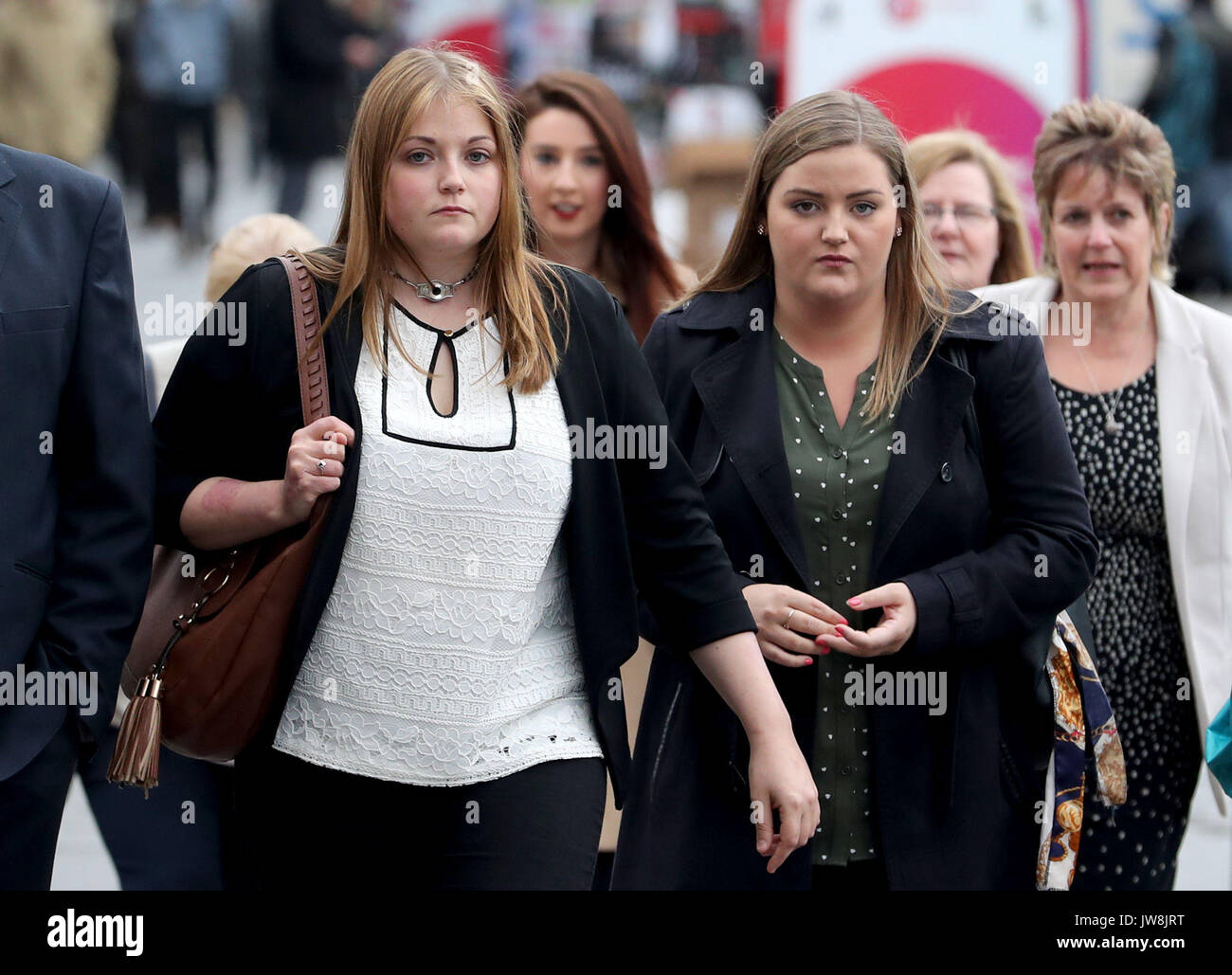 Rebecca Williams (left), girlfriend of Cameron Logan, arrives with her ...