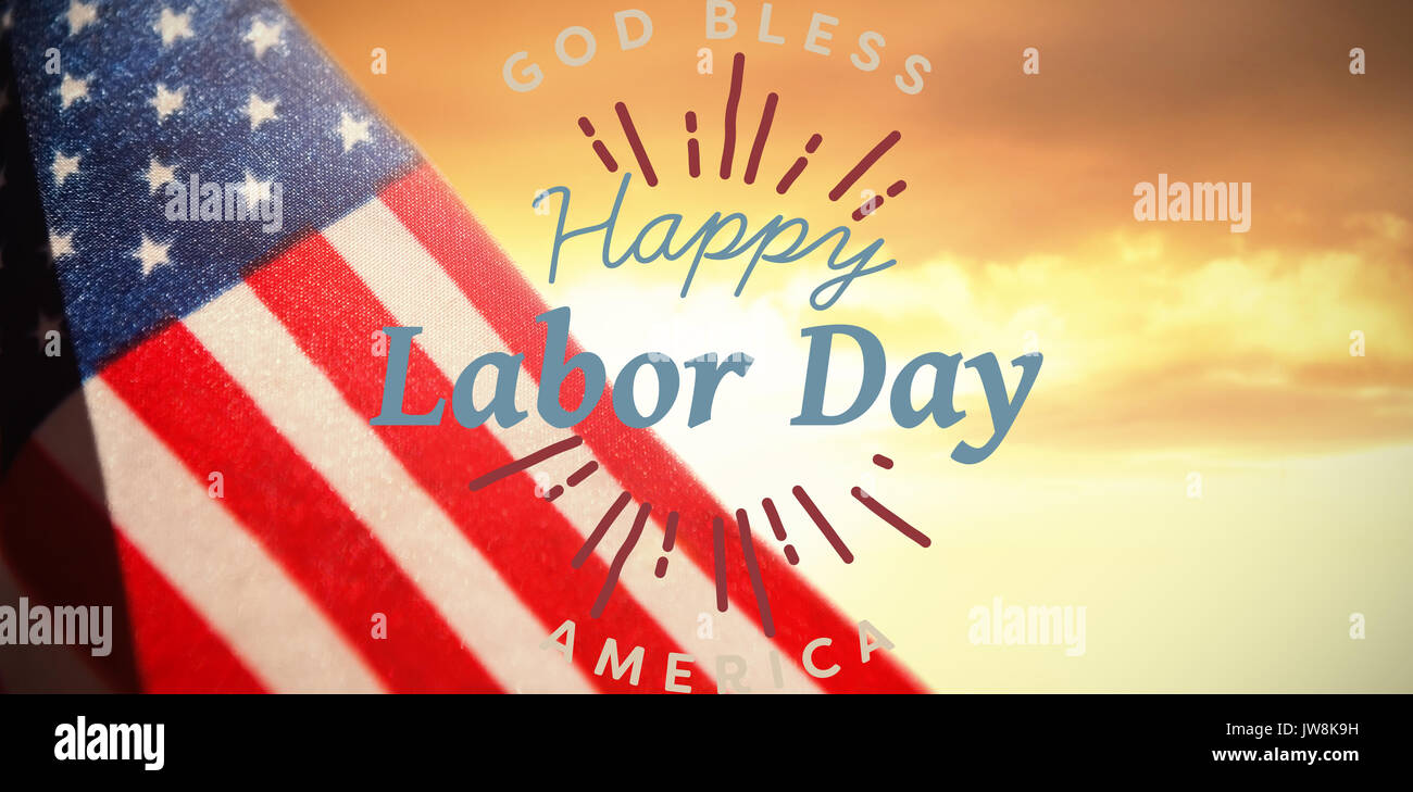 Digital composite image of happy labor day and god bless America text ...