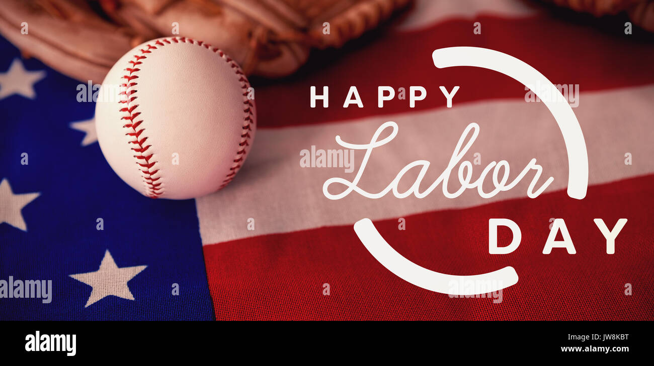 Digital composite image of happy labor day text with blue outline ...
