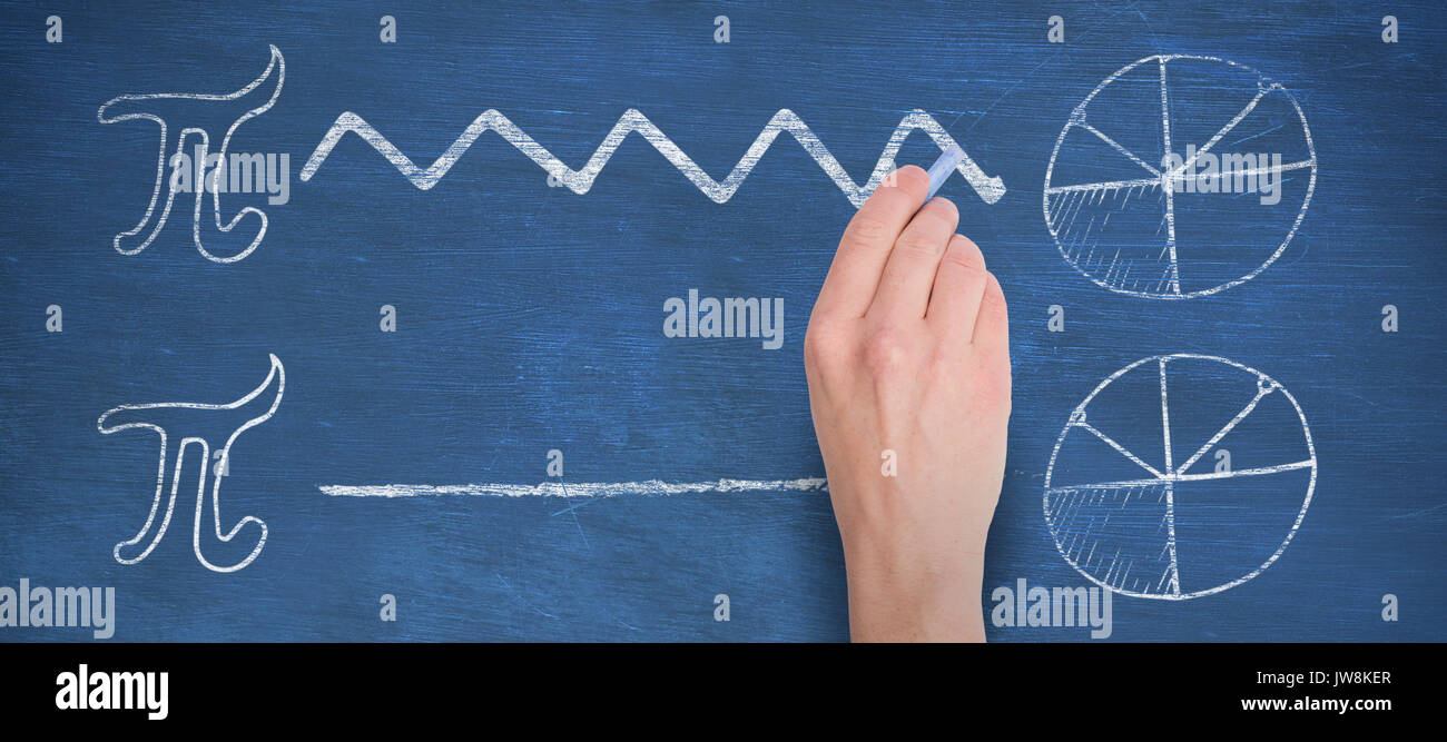 Hand writing with blue chalk against blue background Stock Photo - Alamy