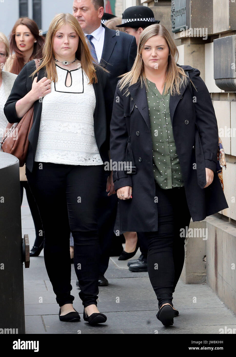 Rebecca Williams (left), girlfriend of Cameron Logan, leaves the the ...