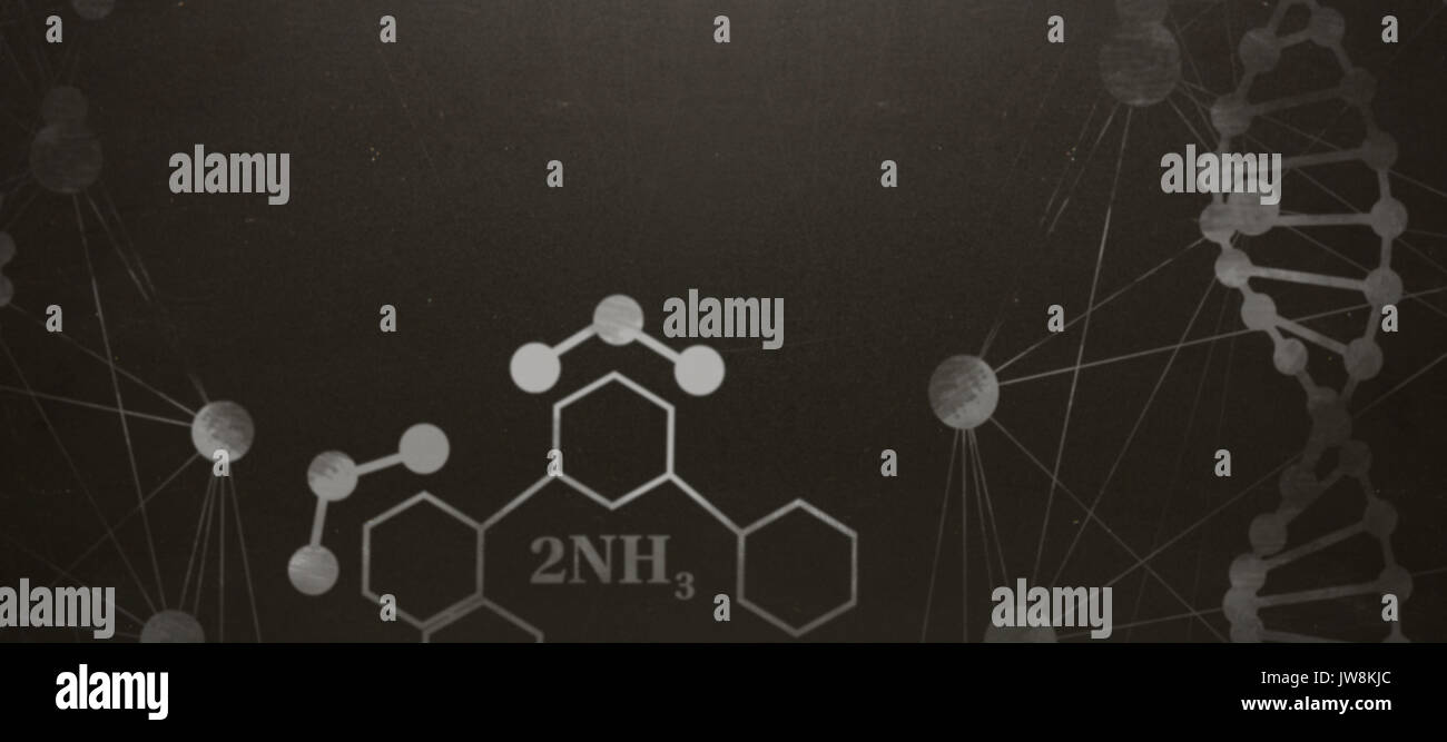 DNA helix structure against white background against blackboard Stock ...