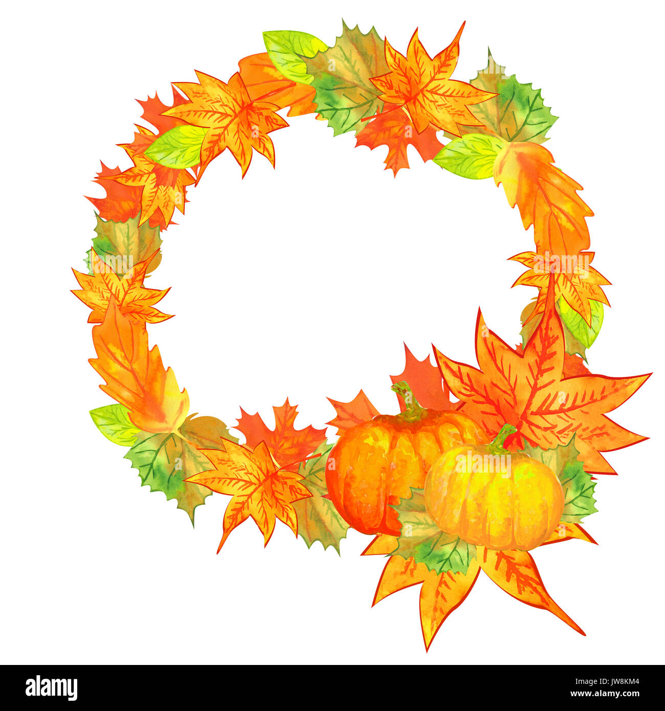 Autumn leaves border watercolor hi-res stock photography and images - Alamy