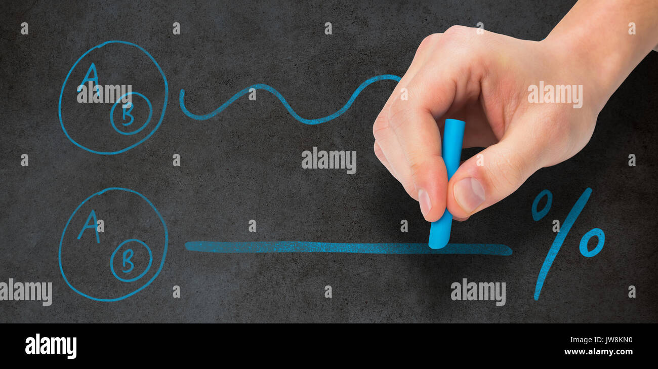 Hand writing with a chalk against blank blackboard in school Stock ...