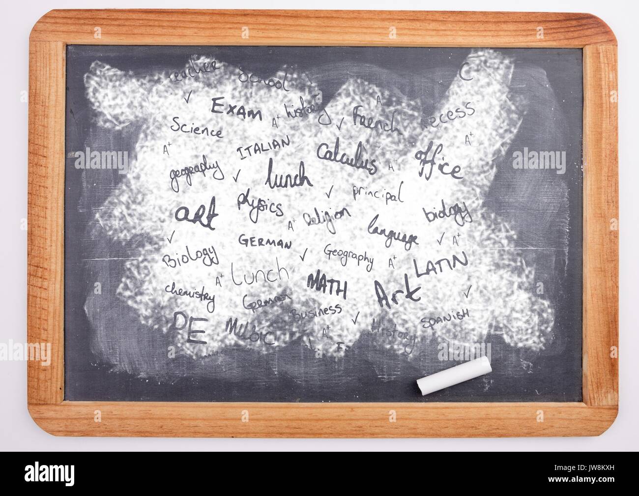 Digital composite of school subjects on blackboard Stock Photo - Alamy