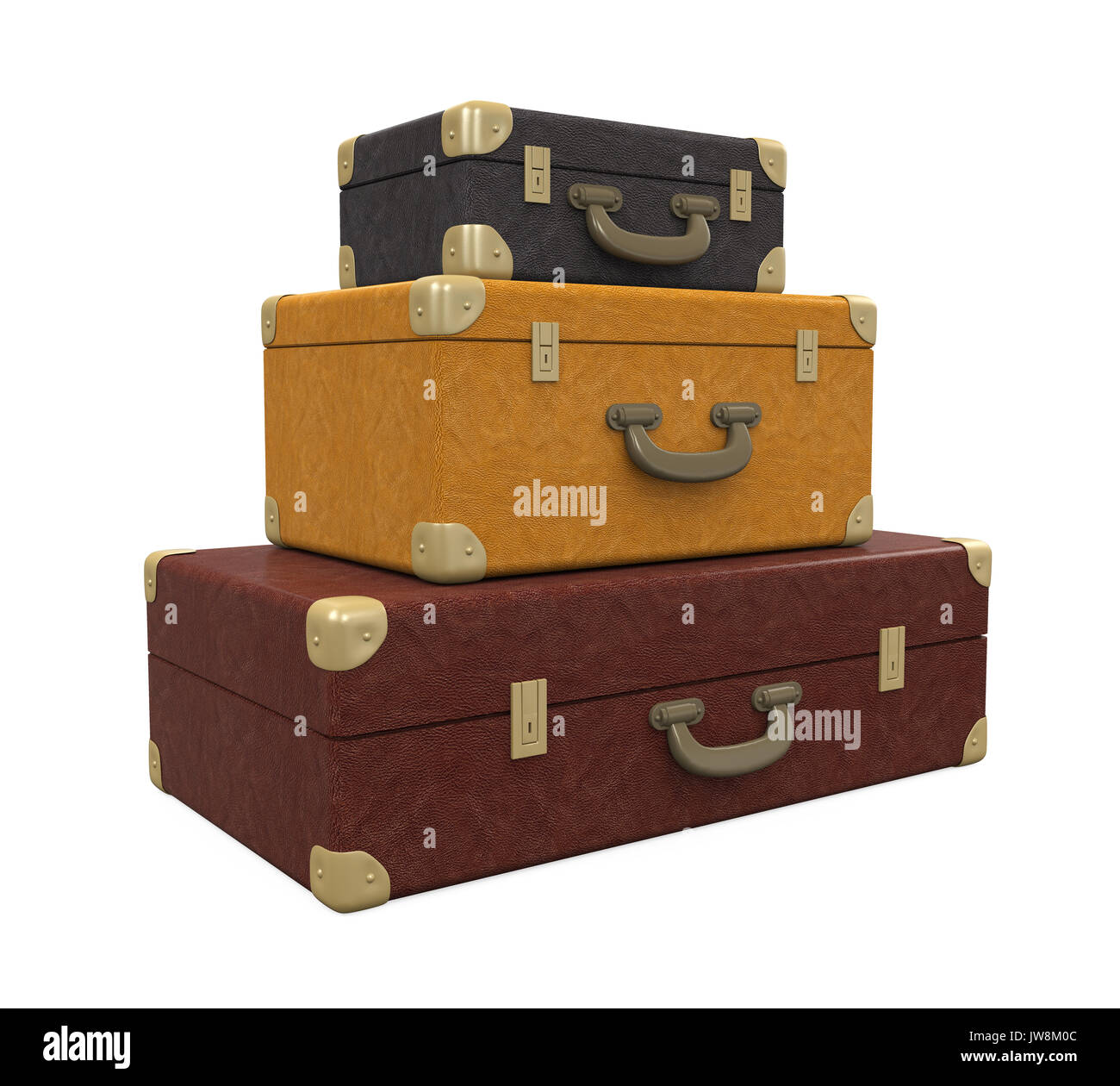 Pile of Vintage Suitcases Isolated Stock Photo - Alamy
