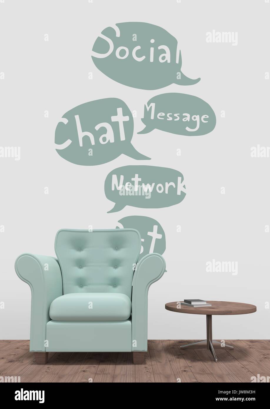 Digital composite of Conceptual graphic on 3D room wall Stock Photo - Alamy