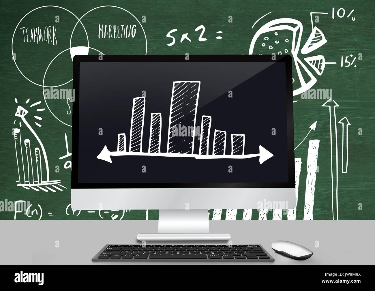 Digital composite of Incremental bar charts on computer in front of ...