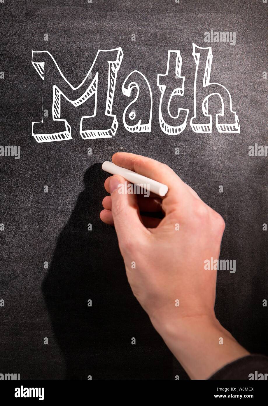 Digital composite of hand writing Math on blackboard Stock Photo - Alamy