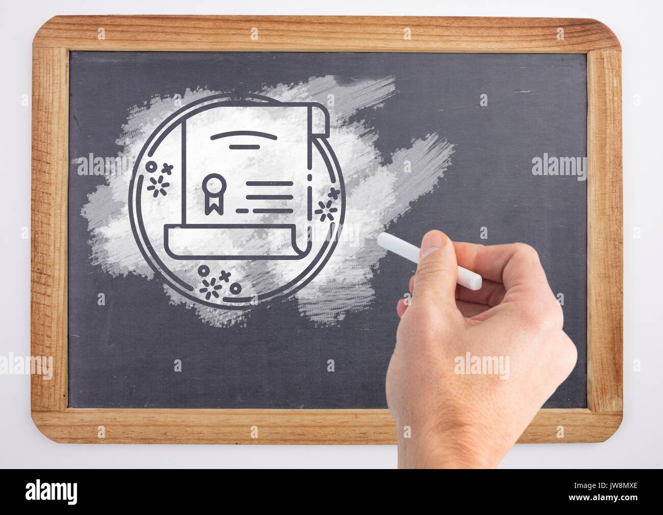 Digital composite of Hand drawing certificate on blackboard Stock Photo ...