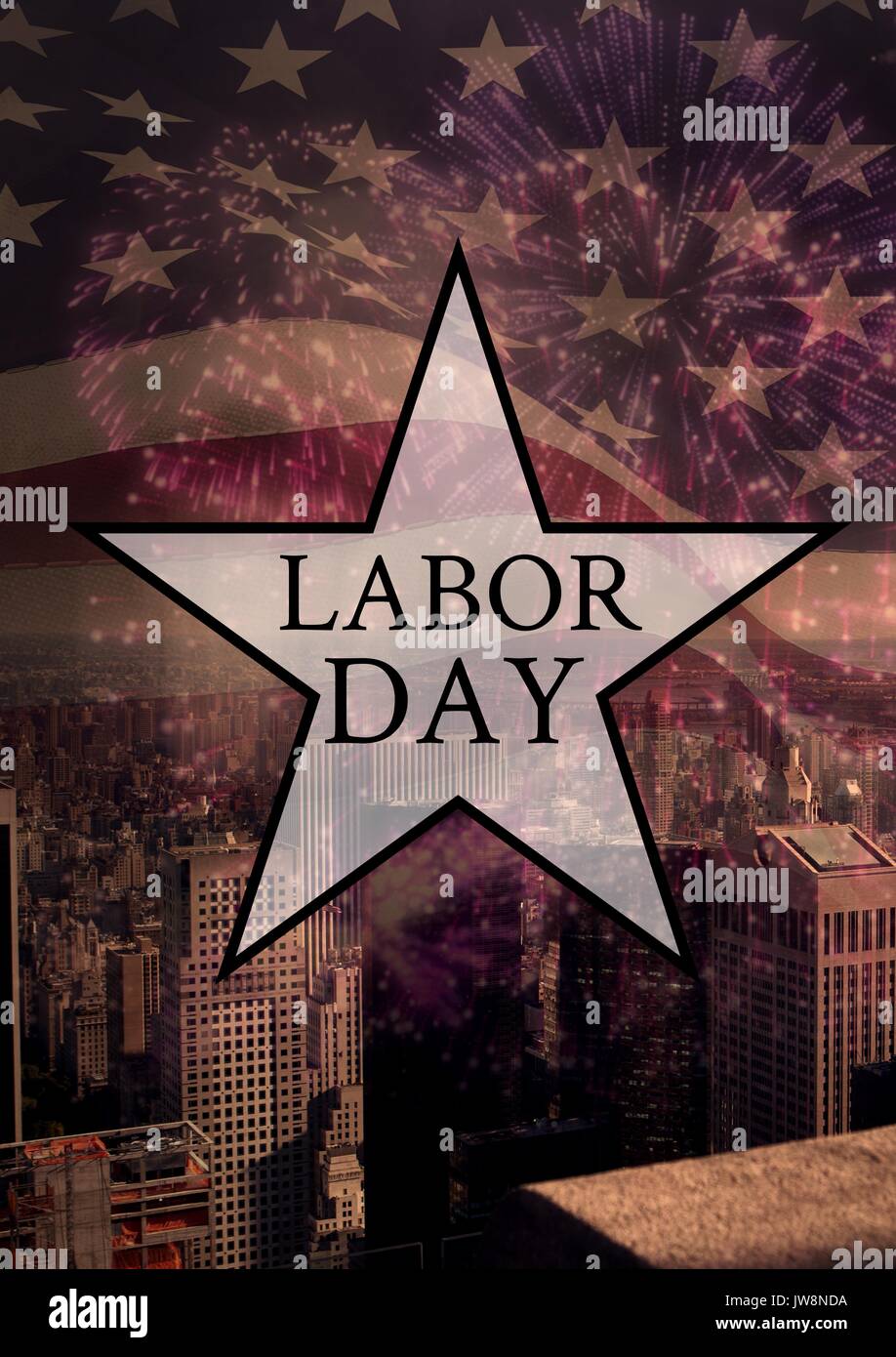Digital composite of Labor day text over US flag Stock Photo - Alamy