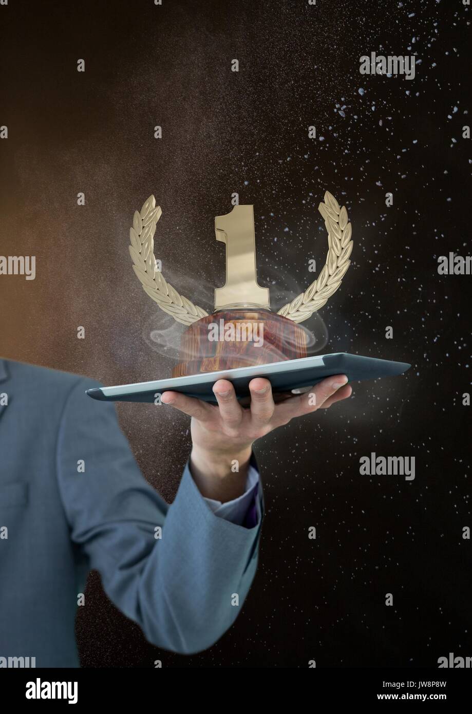 Black man hand holding a trophy hi-res stock photography and images - Alamy