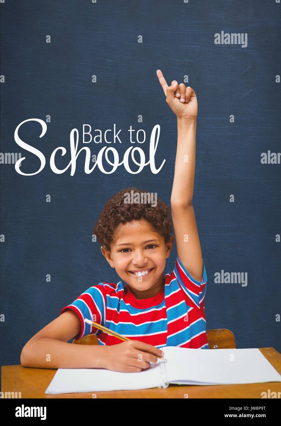 Boy student raising hand vector hi-res stock photography and images - Alamy