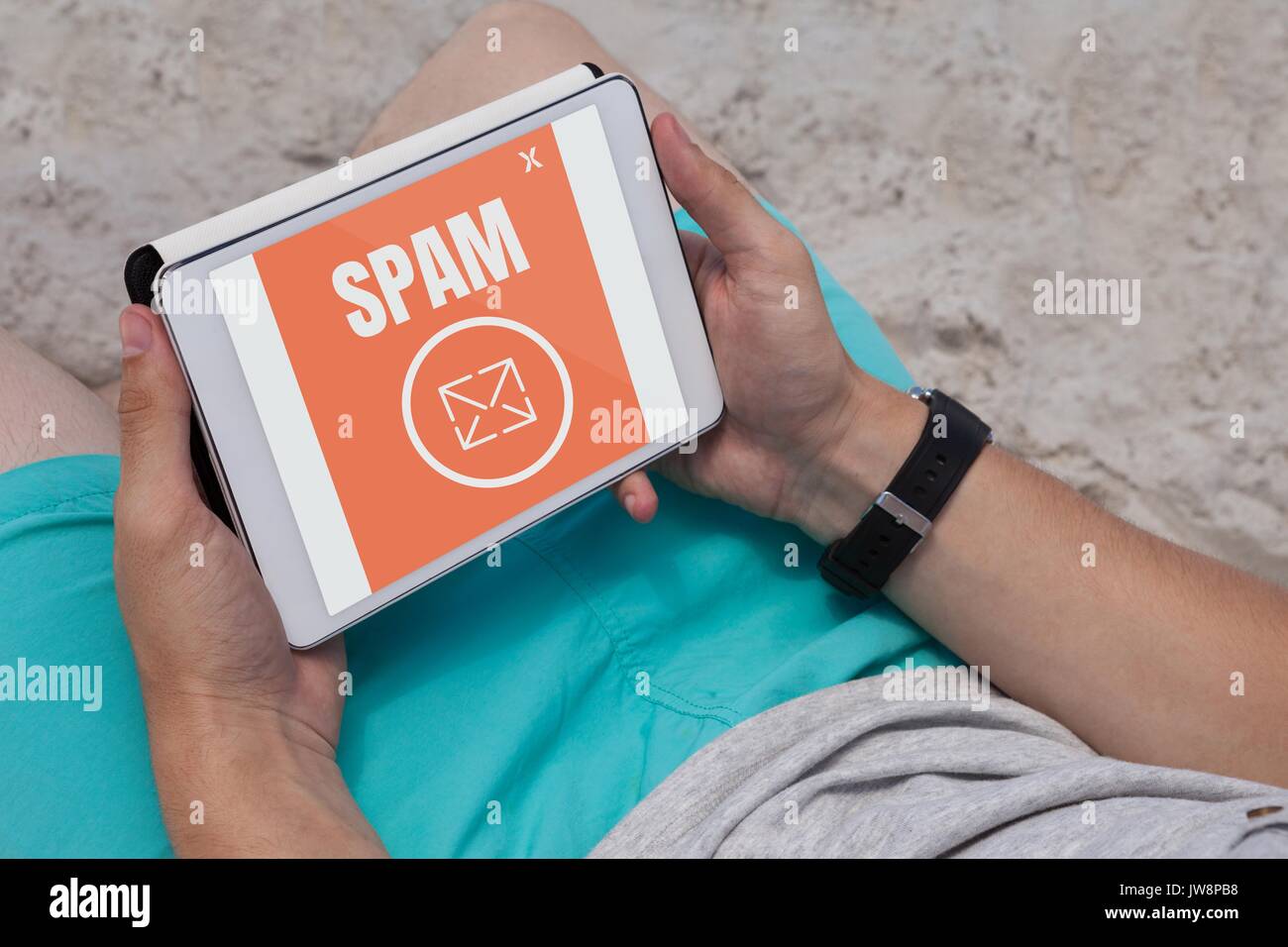Digital composite of Email spam on the screen Stock Photo - Alamy