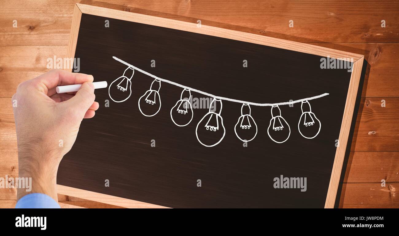 Digital composite of Hand drawing light bulbs on blackboard Stock Photo ...