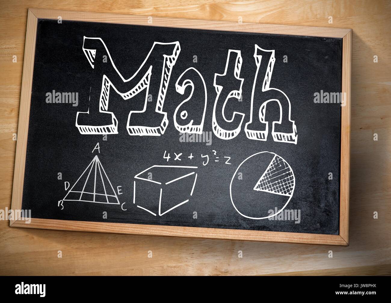 Digital composite of math equations on blackboard with chalk Stock ...