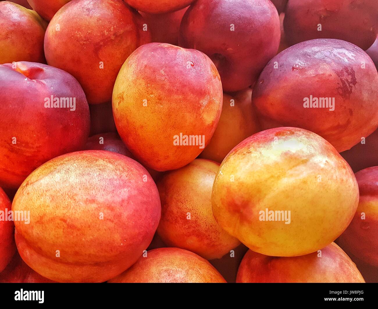 pile of delicious yellow orange and red nectarines Stock Photo - Alamy