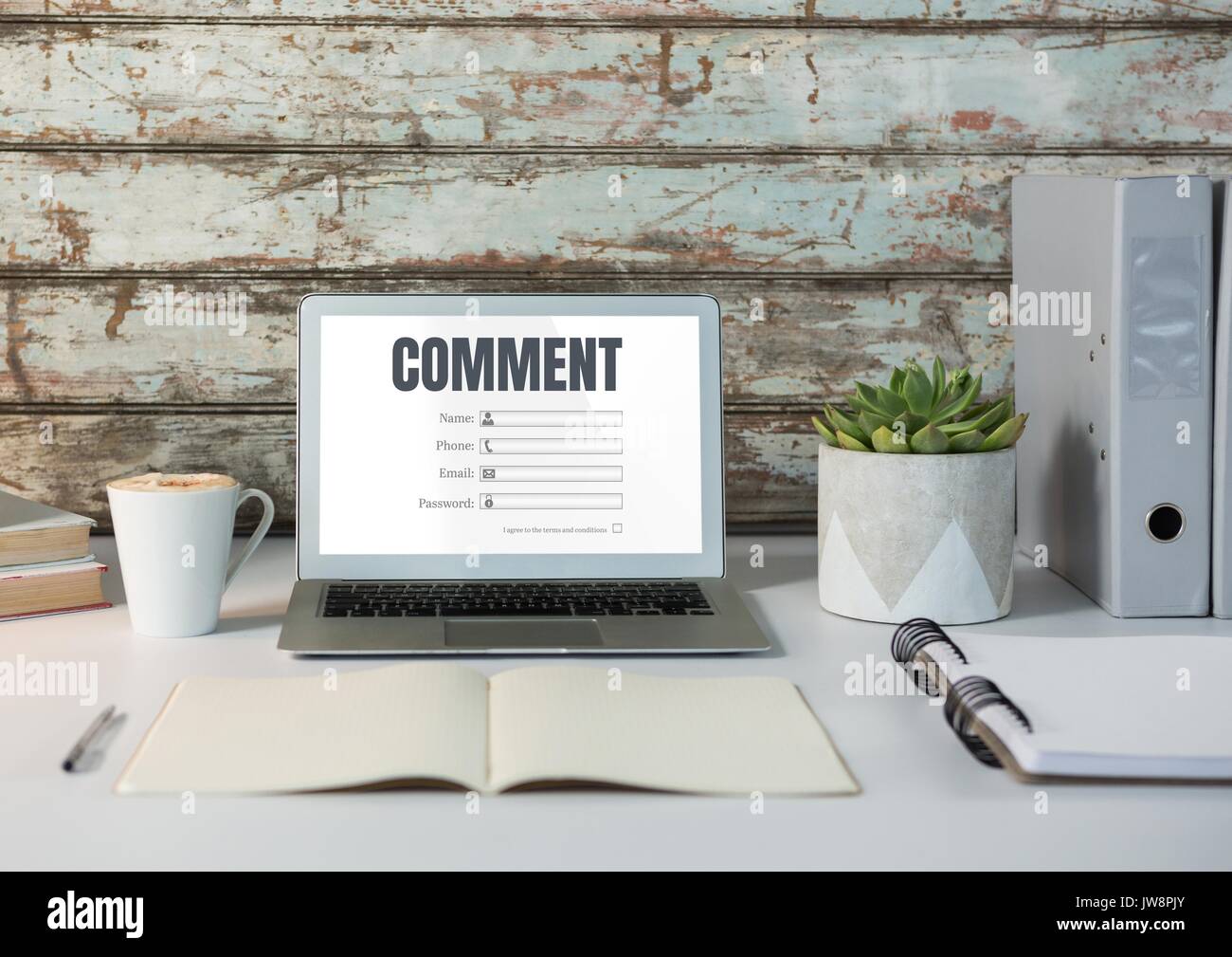 Digital composite of Comment text and graphic on laptop screen Stock ...