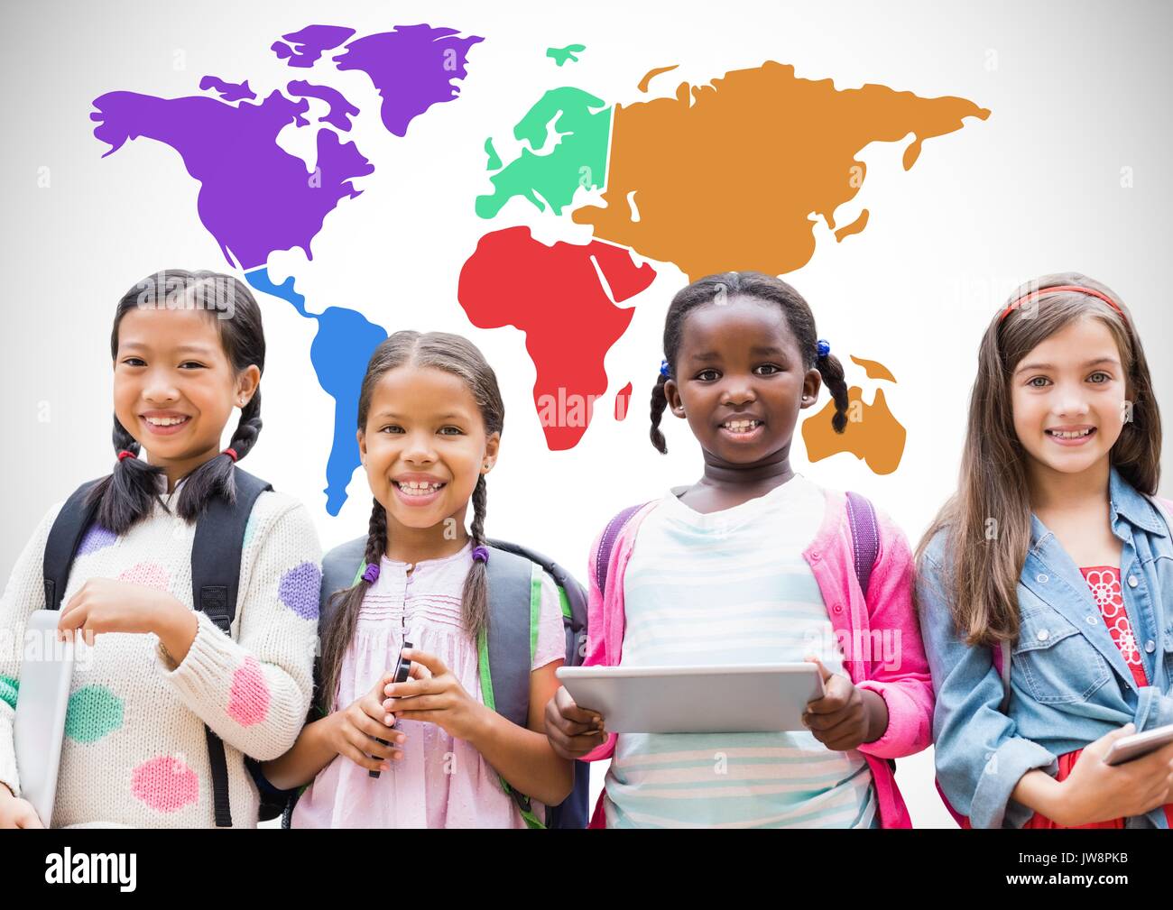 Multicultural kids world map hi-res stock photography and images - Alamy
