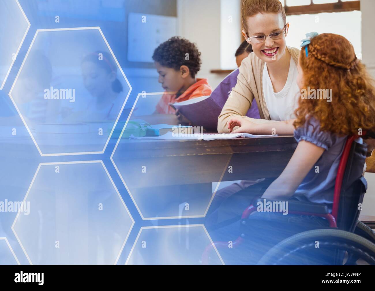 Disabled child wheelchair teacher hi-res stock photography and images ...