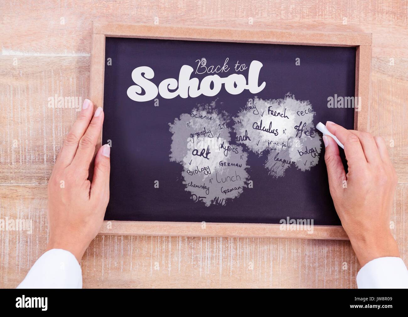 Digital composite of Hand writing school subjects and back to school ...