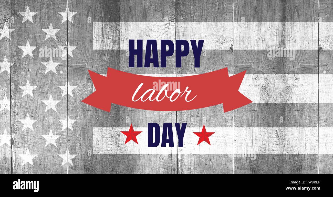 Digital composite of Labor day text over US flag Stock Photo - Alamy