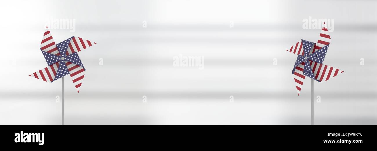 Digital composite of USA wind catchers in front of windows over motion ...