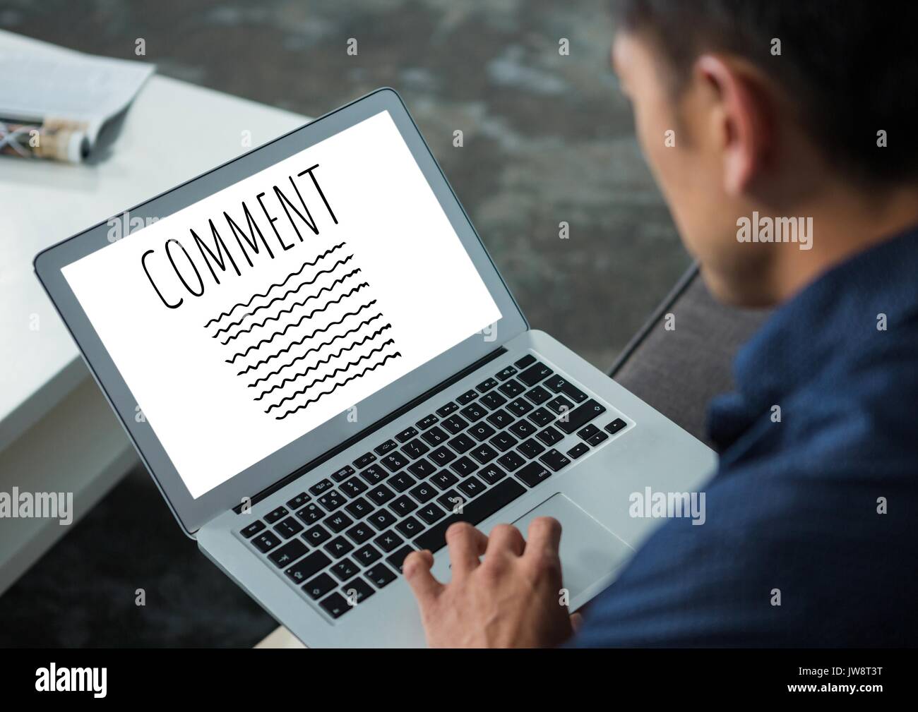 Digital composite of Comment text and graphic on laptop screen with ...