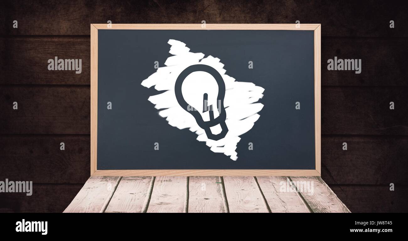 Digital composite of light bulb on blackboard Stock Photo - Alamy
