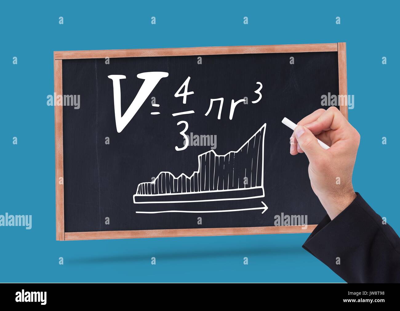 Digital composite of Hand writing math equations on blackboard with ...