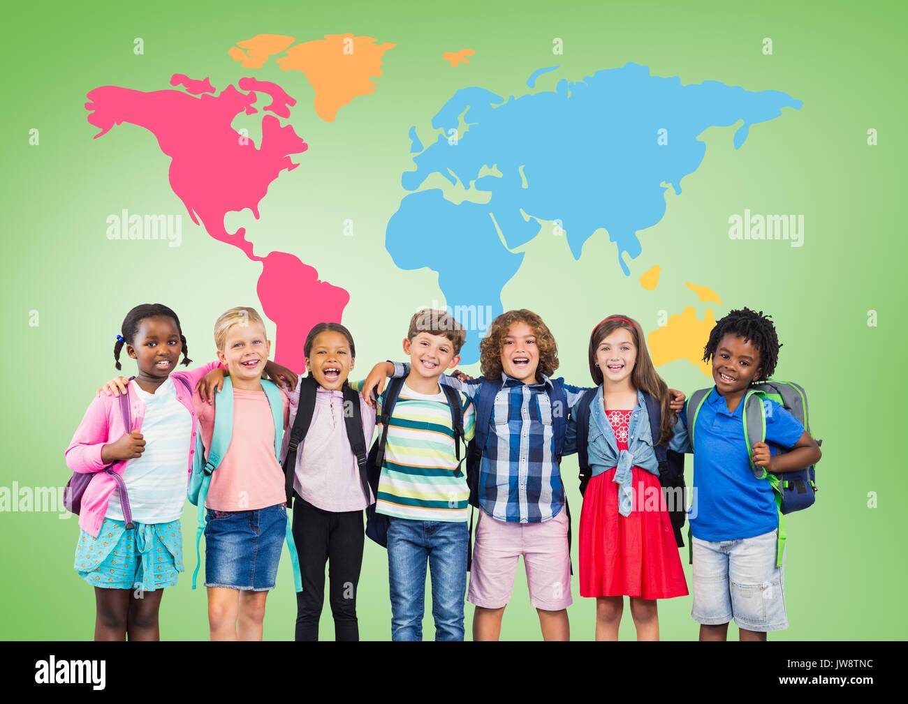 Multicultural kids world map hi-res stock photography and images - Alamy