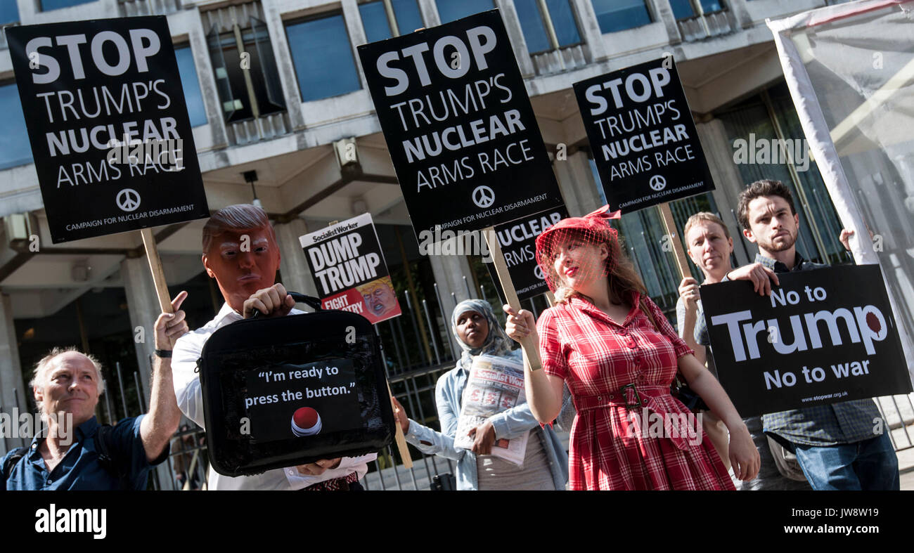 Members of the Campaign for Nuclear Disarmament (CND) gather to ...