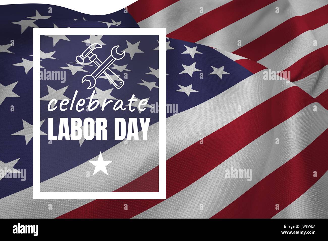 Digital composite of Labor day text over US flag Stock Photo - Alamy