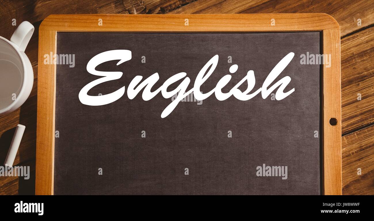 Digital composite of English text on blackboard Stock Photo - Alamy
