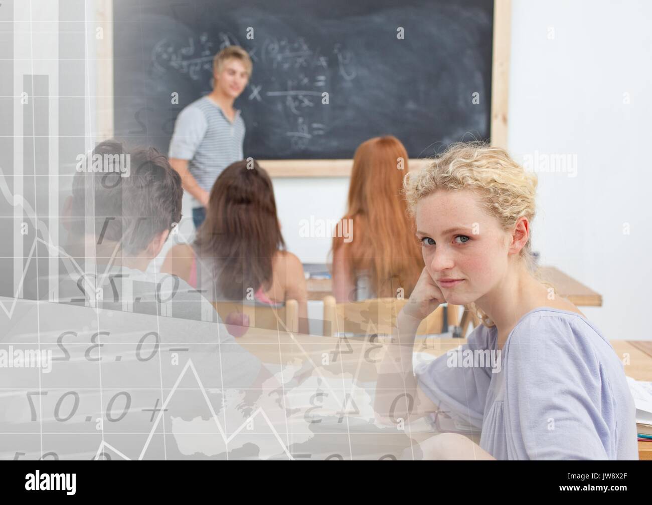 Digital composite of Students in class Stock Photo - Alamy