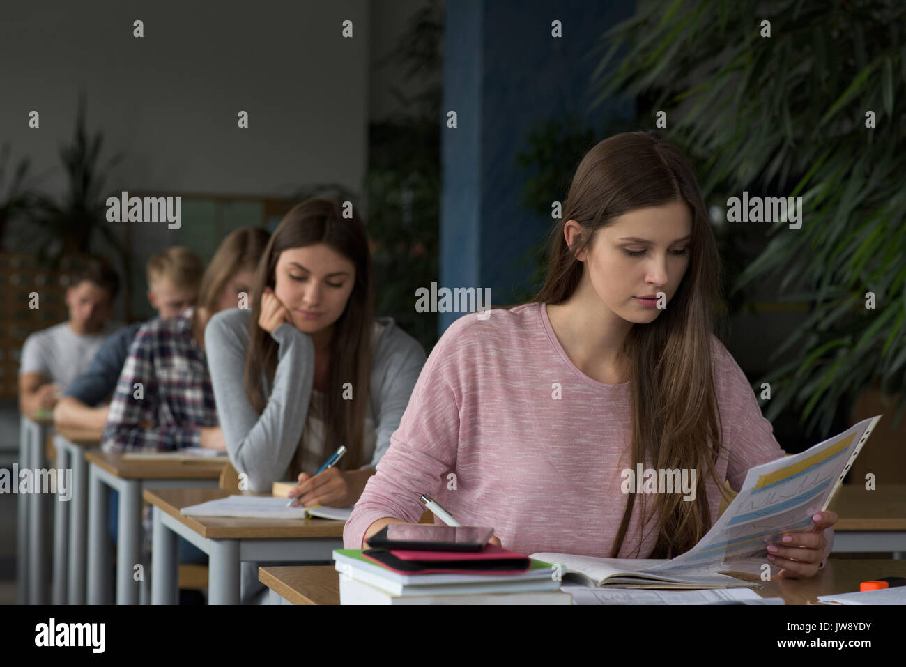 Classroom table students book hi-res stock photography and images - Alamy